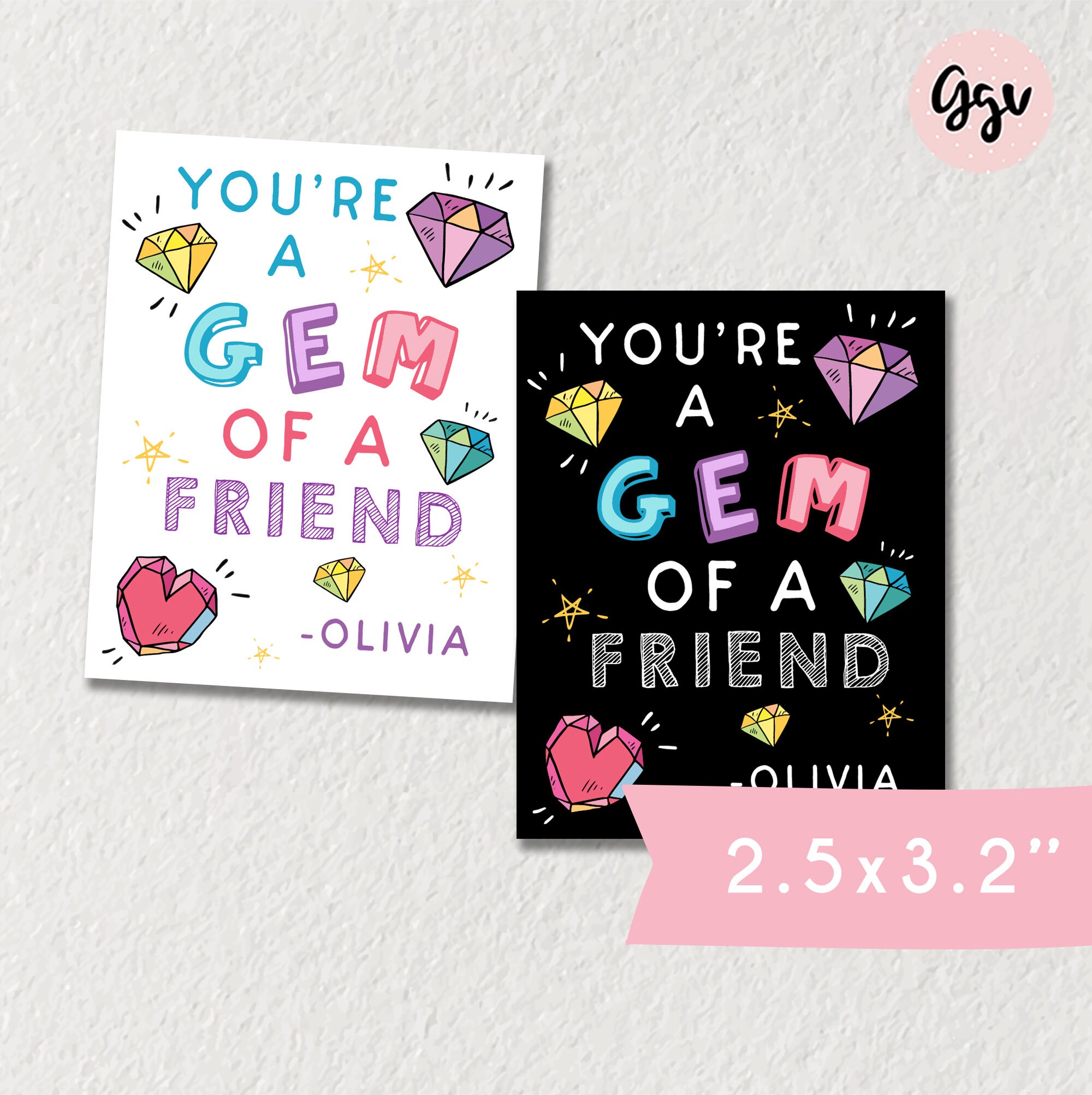 Gem of a Friend Valentine's Tag School Valentine's - Etsy