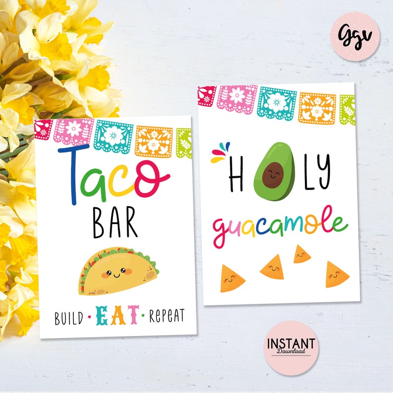 Mexican Fiesta Food Bar Signs Printable Taco Bar Sign Churro - Etsy