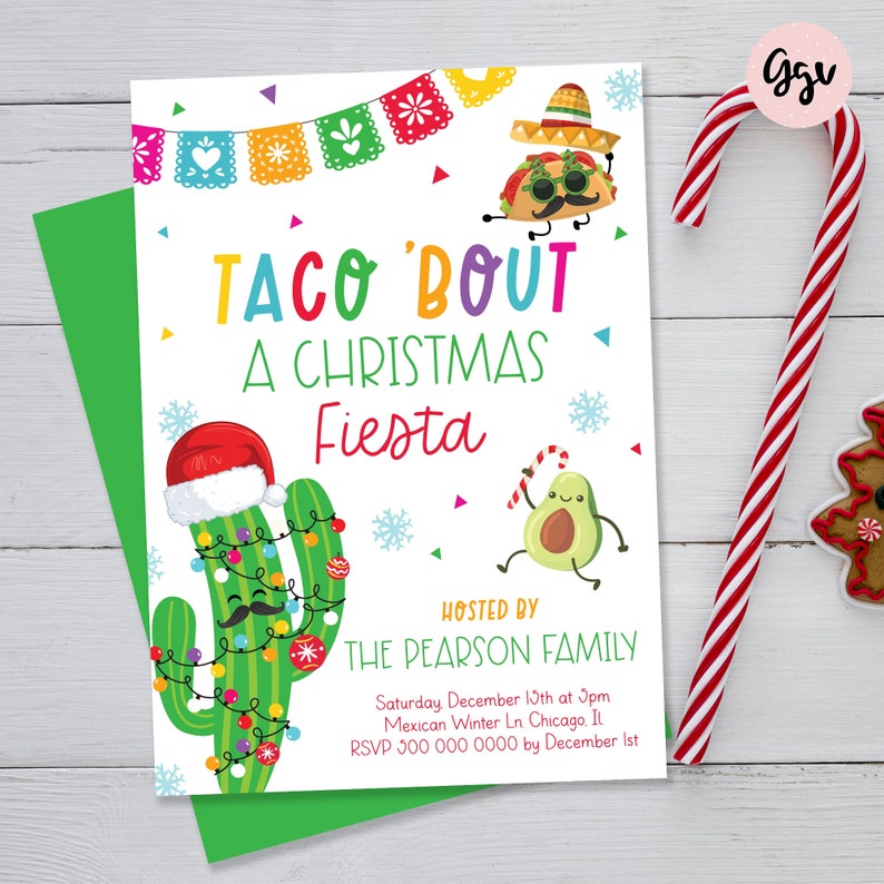 Mexican Fiesta Christmas Party Invitation Holiday Taco Bout a - Etsy