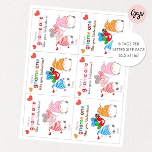 Gnome One Like You Printable Tag, Valentine's Day Gift Tags, Gnome ...