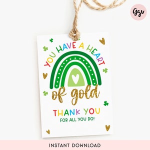 St. Patrick's Day Printable Tags, Rainbow Instant Download Tags, St ...
