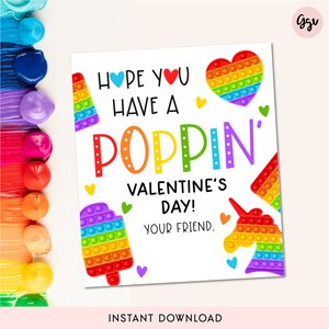 Printable POP IT VALENTINE'S Day Tag, Poppin' Valentine Tag, Fidget Toy ...