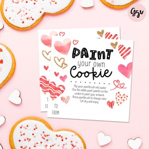 Valentine Paint Your Own Cookie Tag, Printable Cookie Tags, Cookie ...