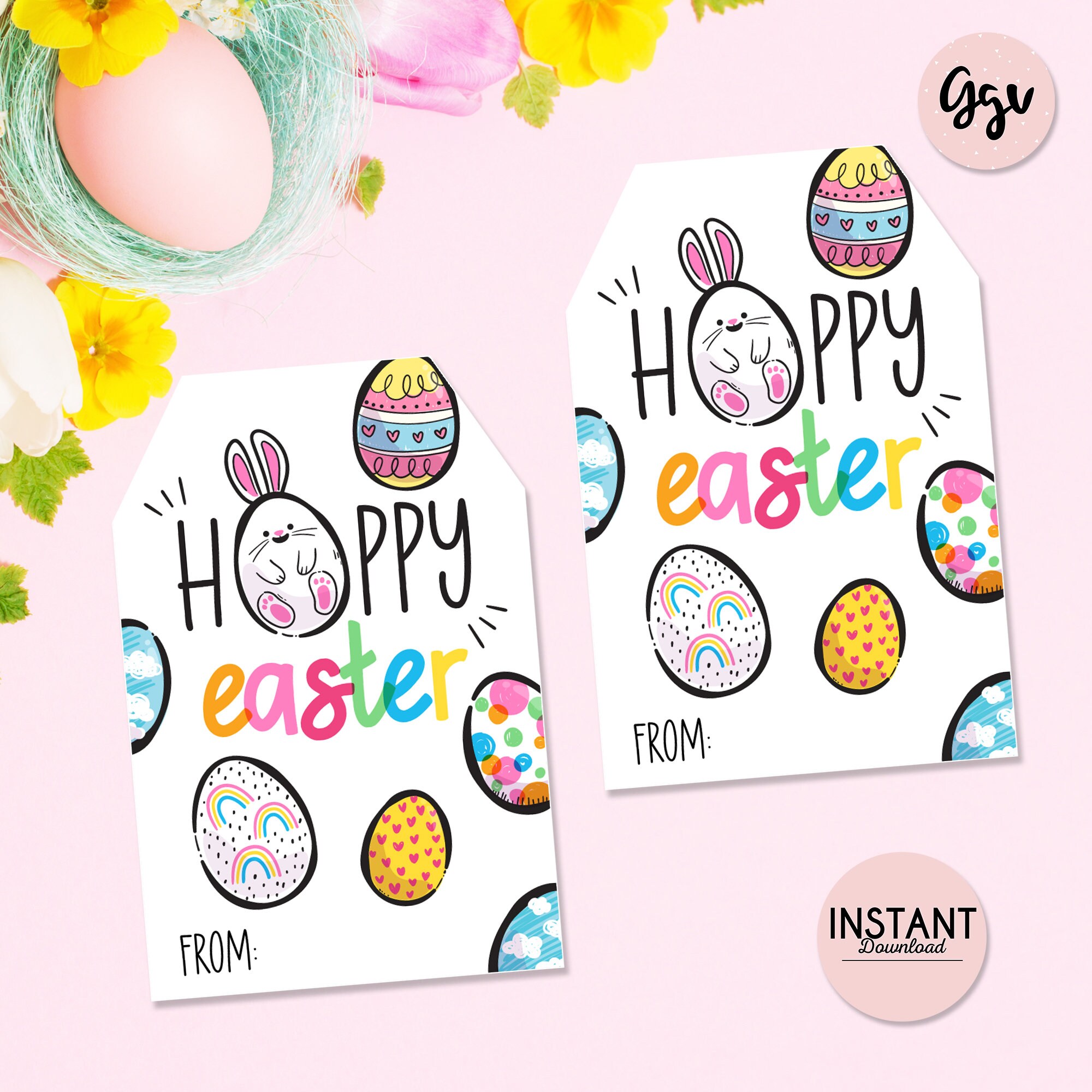 Hoppy Easter Bunny Printable Tags Easter Basket Gift Tags | Etsy