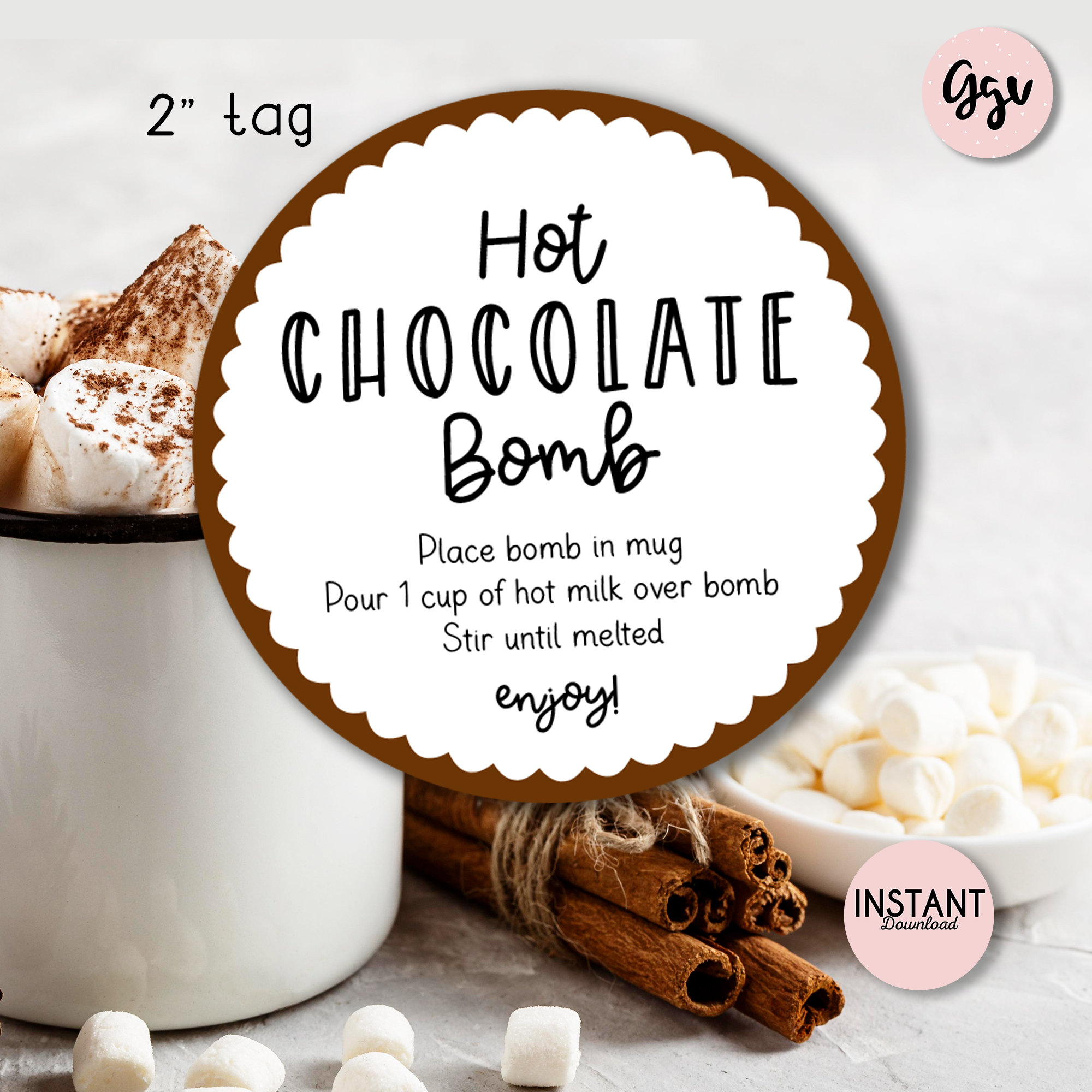 Hot Chocolate Bomb Tag Printable Bomb Tag Hot Cocoa Bomb - Etsy