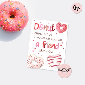 Donut Valentine's Day Printable Tags, Heart Shaped (digital Download ...