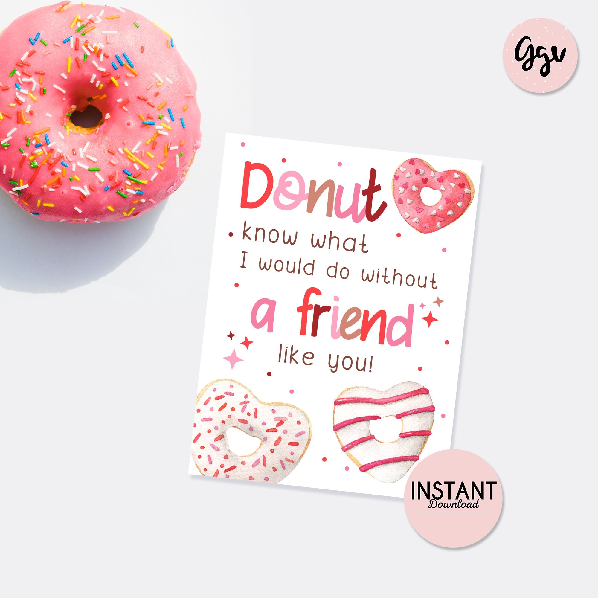 Donut Valentine's Day Printable Tags Heart Shaped Donuts | Etsy