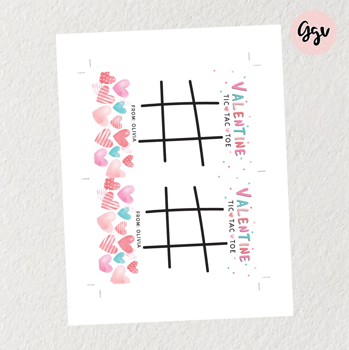 Valentine's Day Tic Tac Toe Game Printable Tic Tac Toe - Etsy
