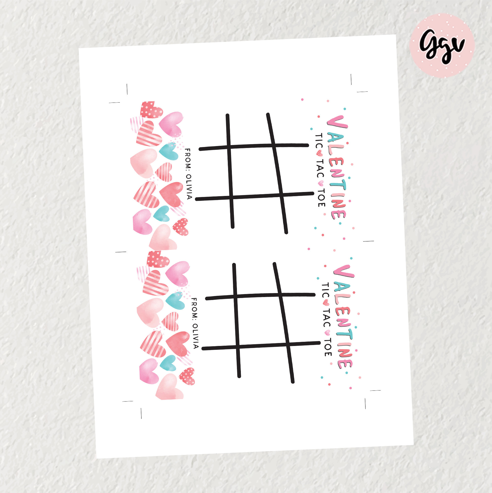 Valentine's Day Tic Tac Toe Game Printable Tic Tac Toe | Etsy