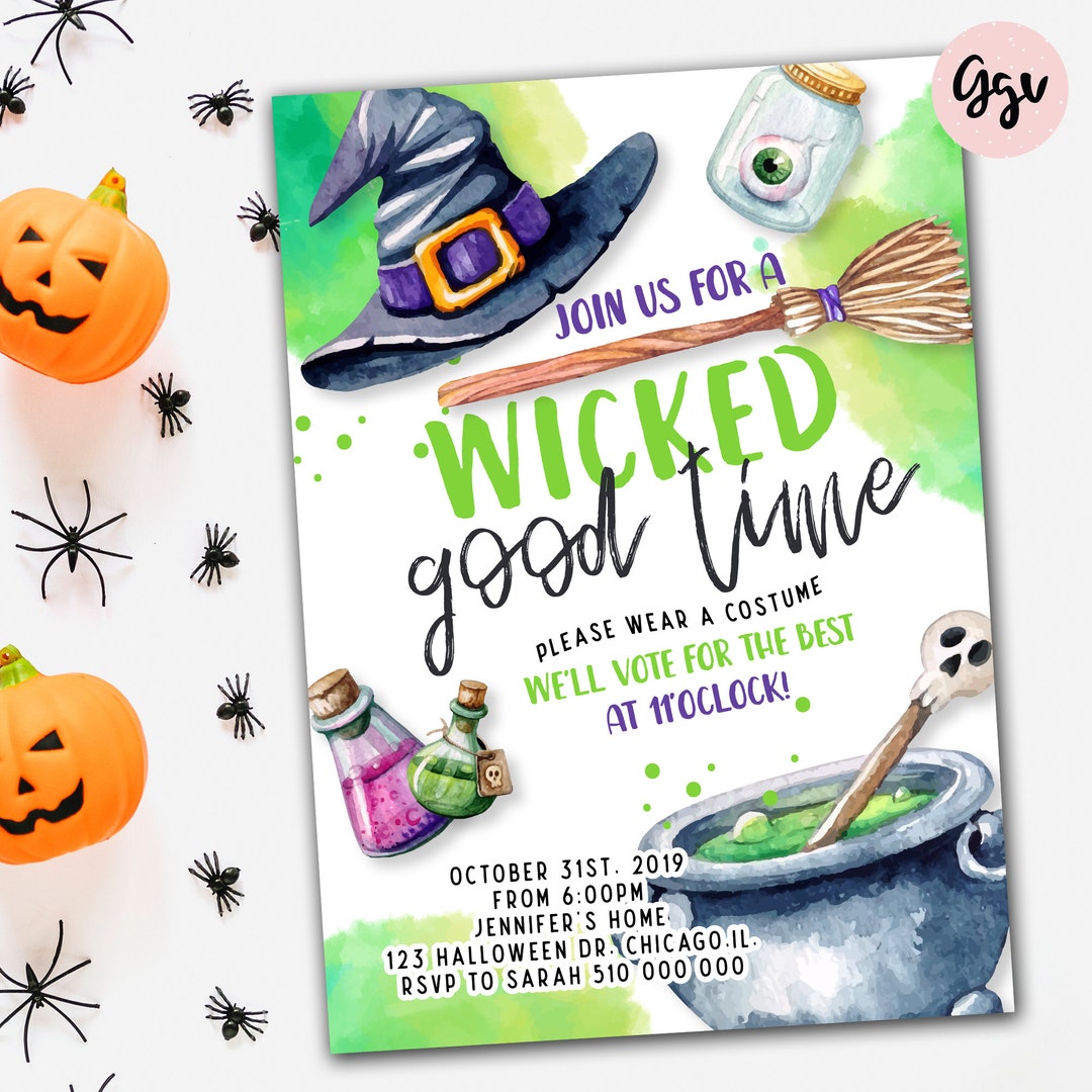WICKED WITCH PARTY Invitation, Wicked Party, Printable Halloween ...