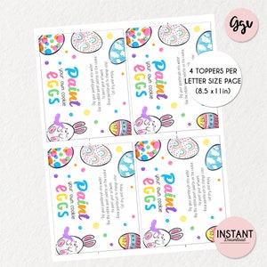 Paint Your Own Cookie EGGS Bag Topper, Printable Easter Cookie Bag ...