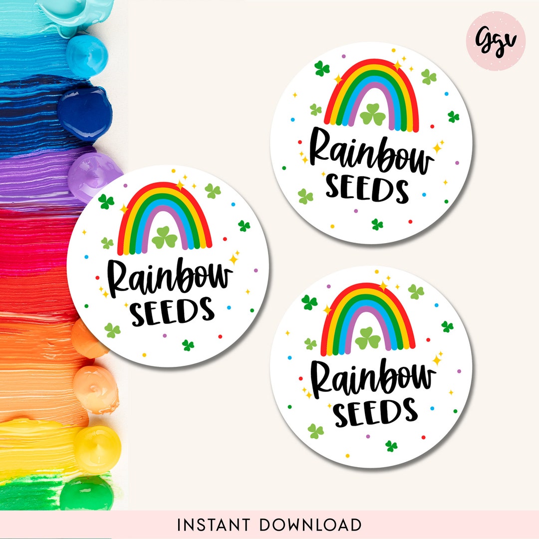 St. Patricks Day Rainbow Seeds Printable Tag, St. Patricks Rainbow ...
