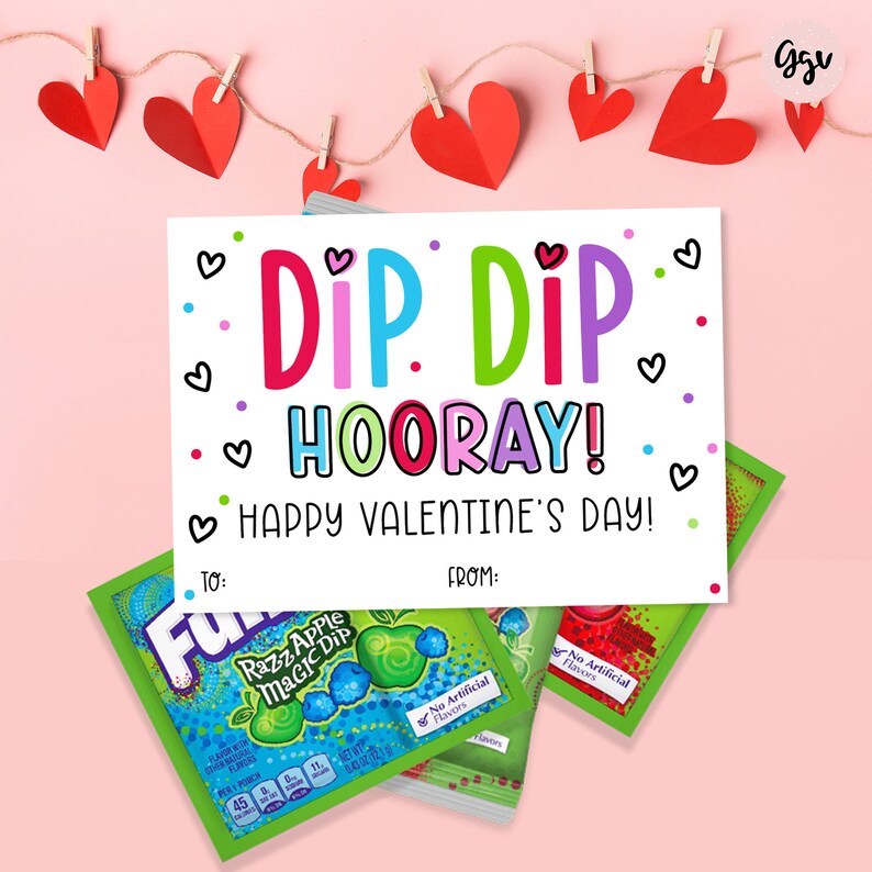Fun Dip Valentine's Day Tags: Printable Favor Tags for Kids (instant ...