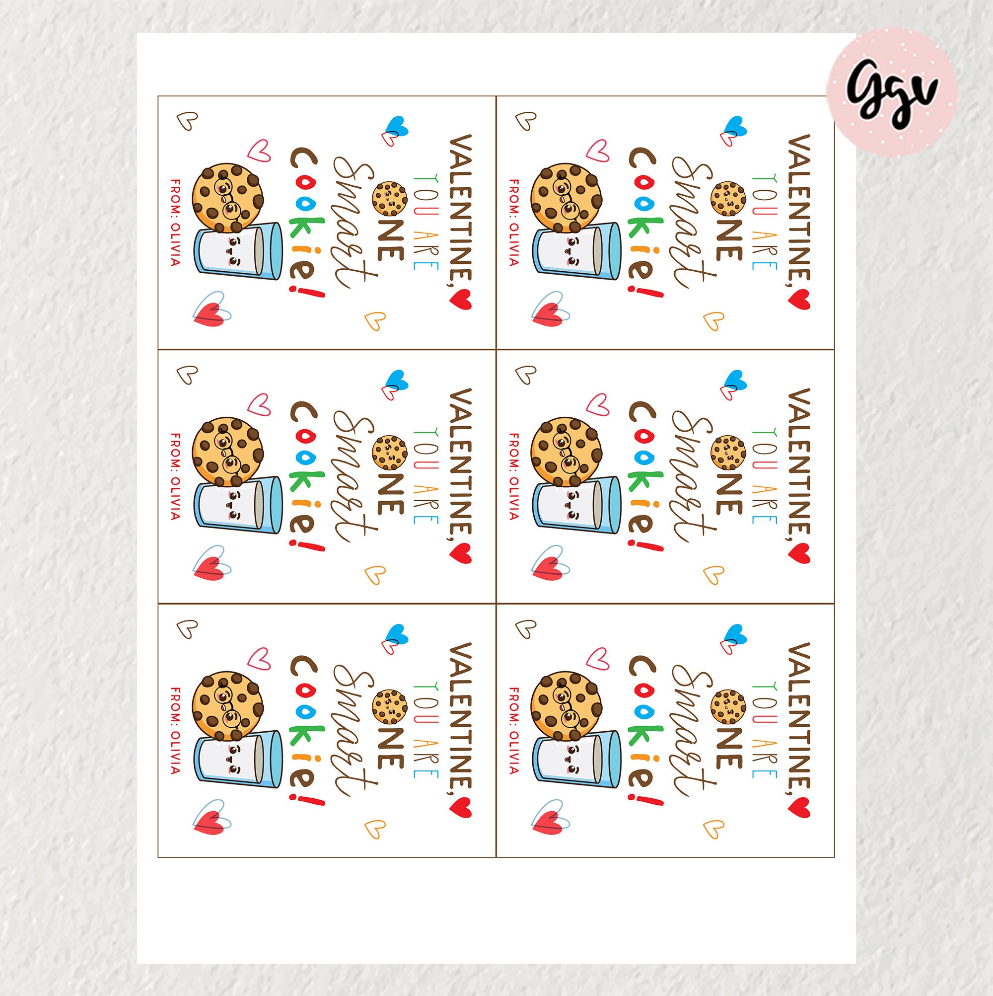 You Are One Smart Cookie Valentine's Day Tags Printable - Etsy