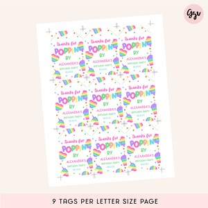 POP It Fidget Toy Party Favor Editable Tags Pastel Rainbow - Etsy