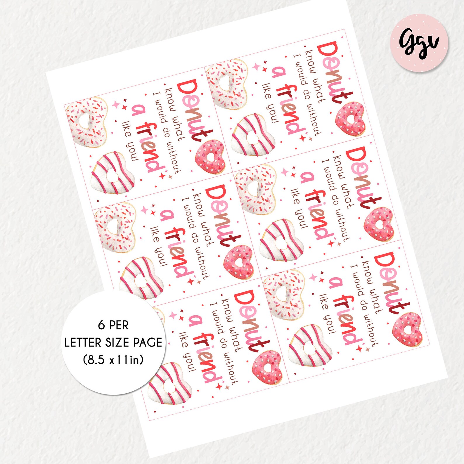 Donut Valentine's Day Printable Tags Heart Shaped Donuts | Etsy