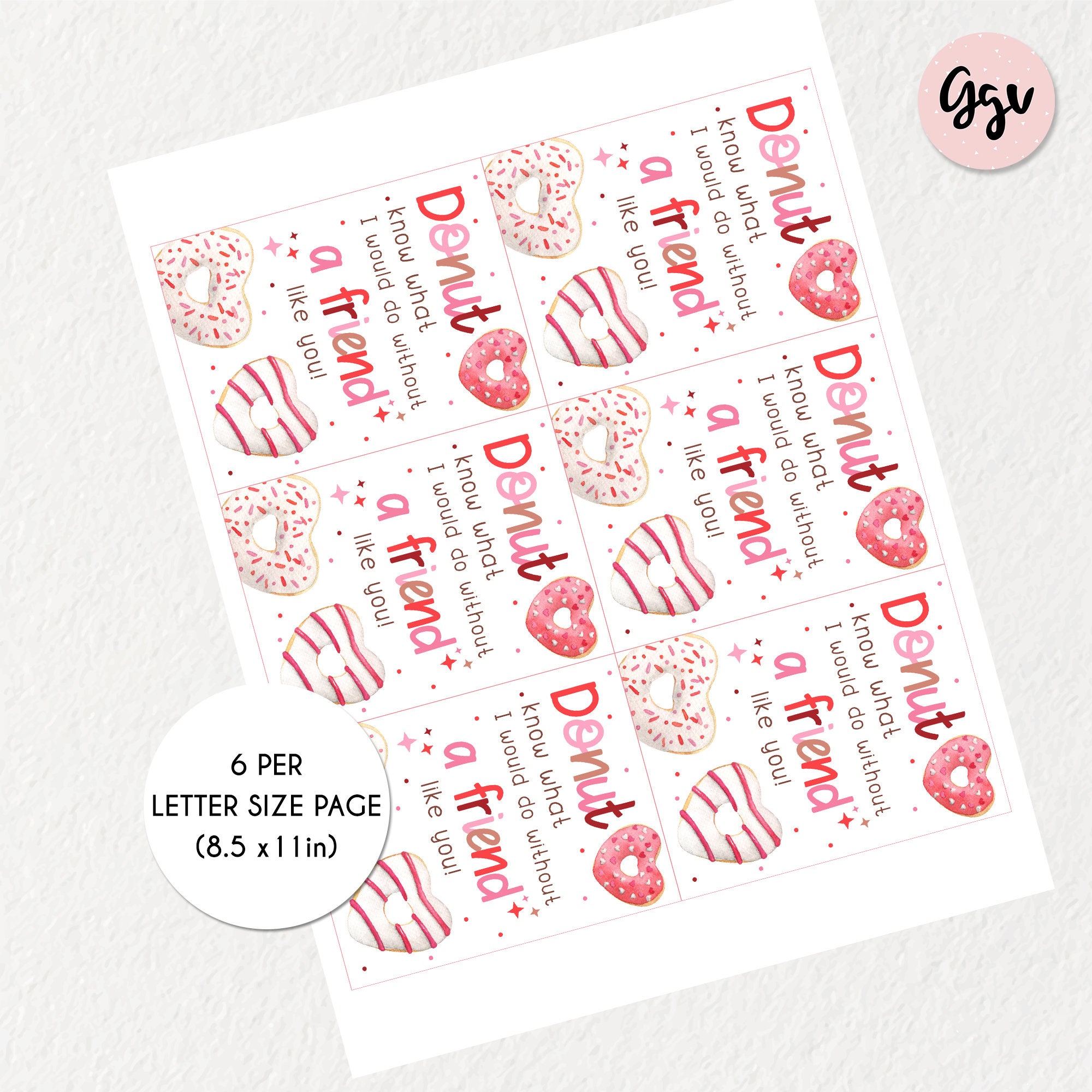 Donut Valentine's Day Printable Tags Heart Shaped Donuts | Etsy