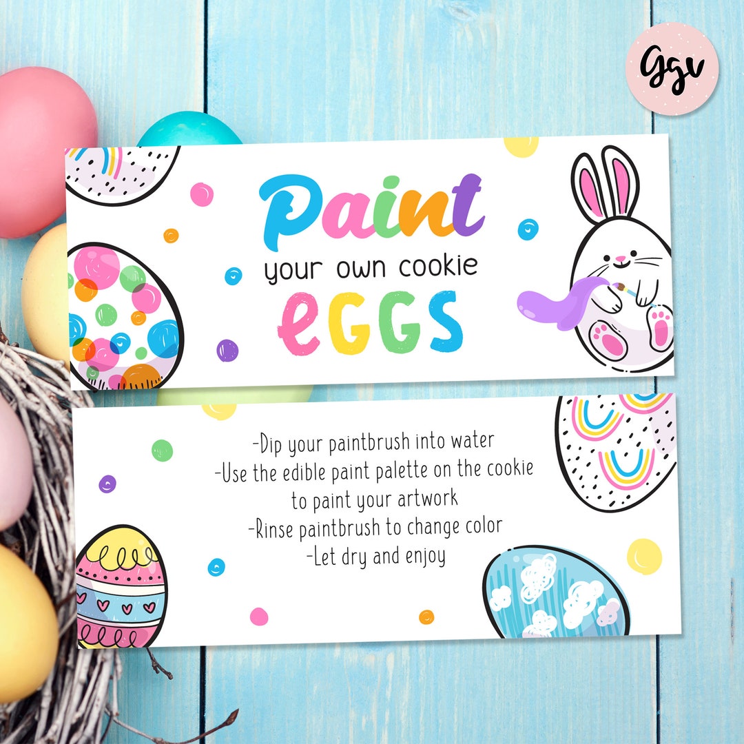 Paint Your Own Cookie EGGS Bag Topper, Printable Easter Cookie Bag ...