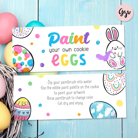 Paint Your Own Cookie EGGS Bag Topper Printable Easter Cookie | Etsy