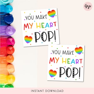POP IT Valentine's Day Tag, Pop It Printable Favor Tag, Fidget Toy Gift ...