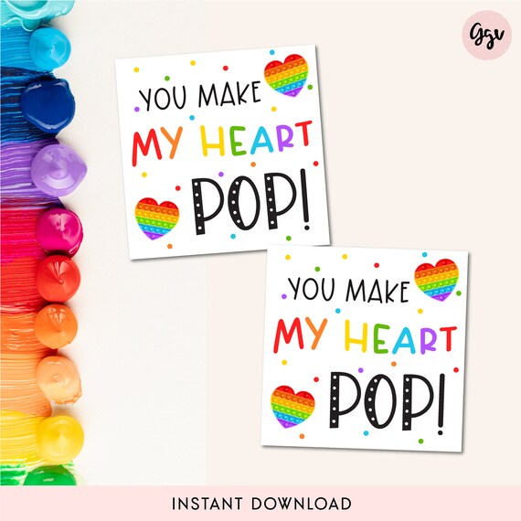 POP IT Valentine's Day Tag Pop It Printable Favor Tag | Etsy