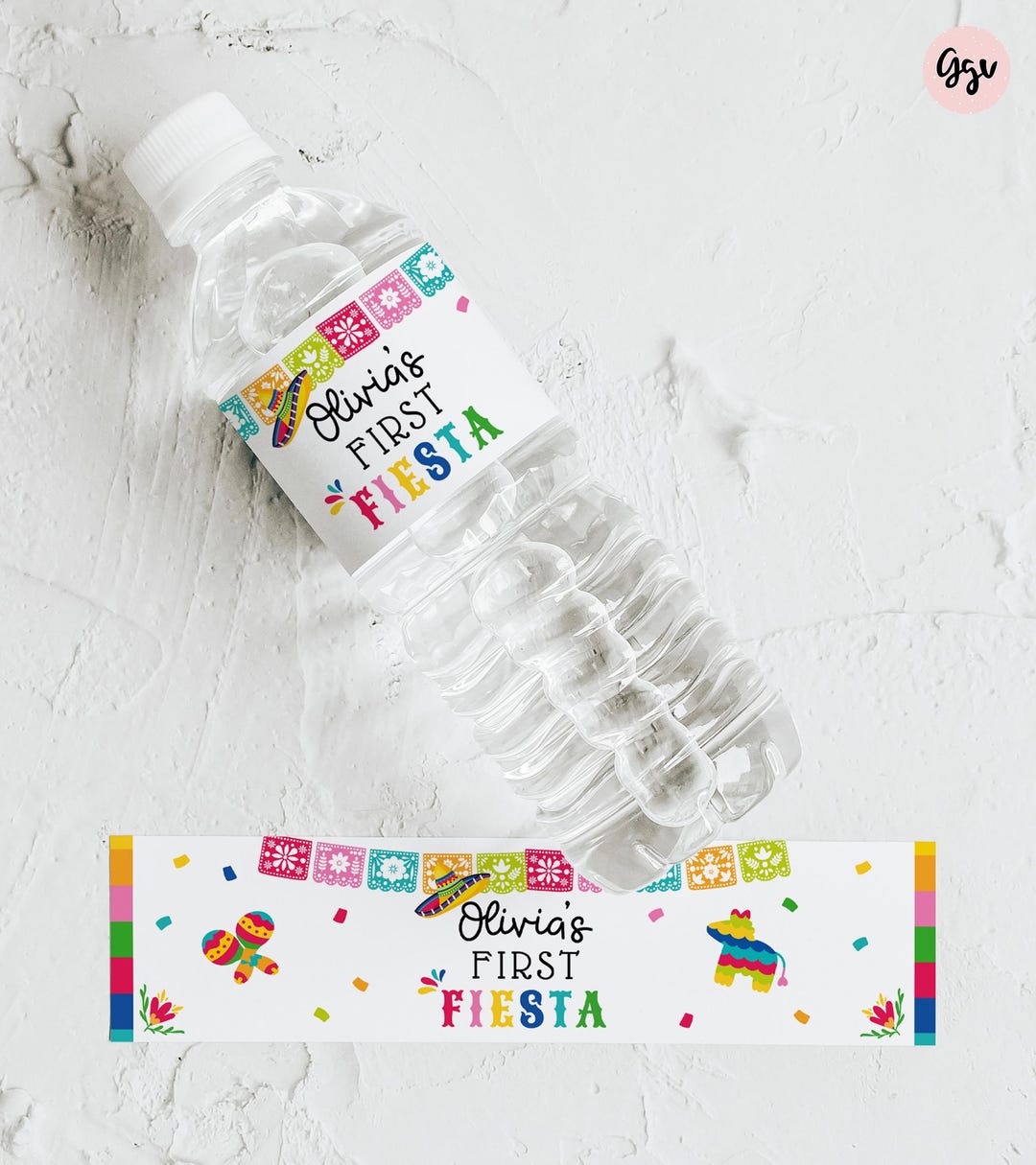 Mexican First Fiesta Water Bottle Label Template (digital Download ...