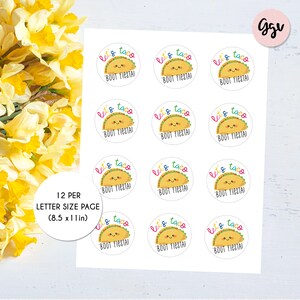 Let's Taco Bout Fiesta Favor Tags, Mexican Fiesta Printable Stickers ...