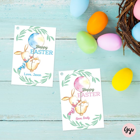 Hoppy Easter Bunny Tags Personalized Easter Tags Printable | Etsy