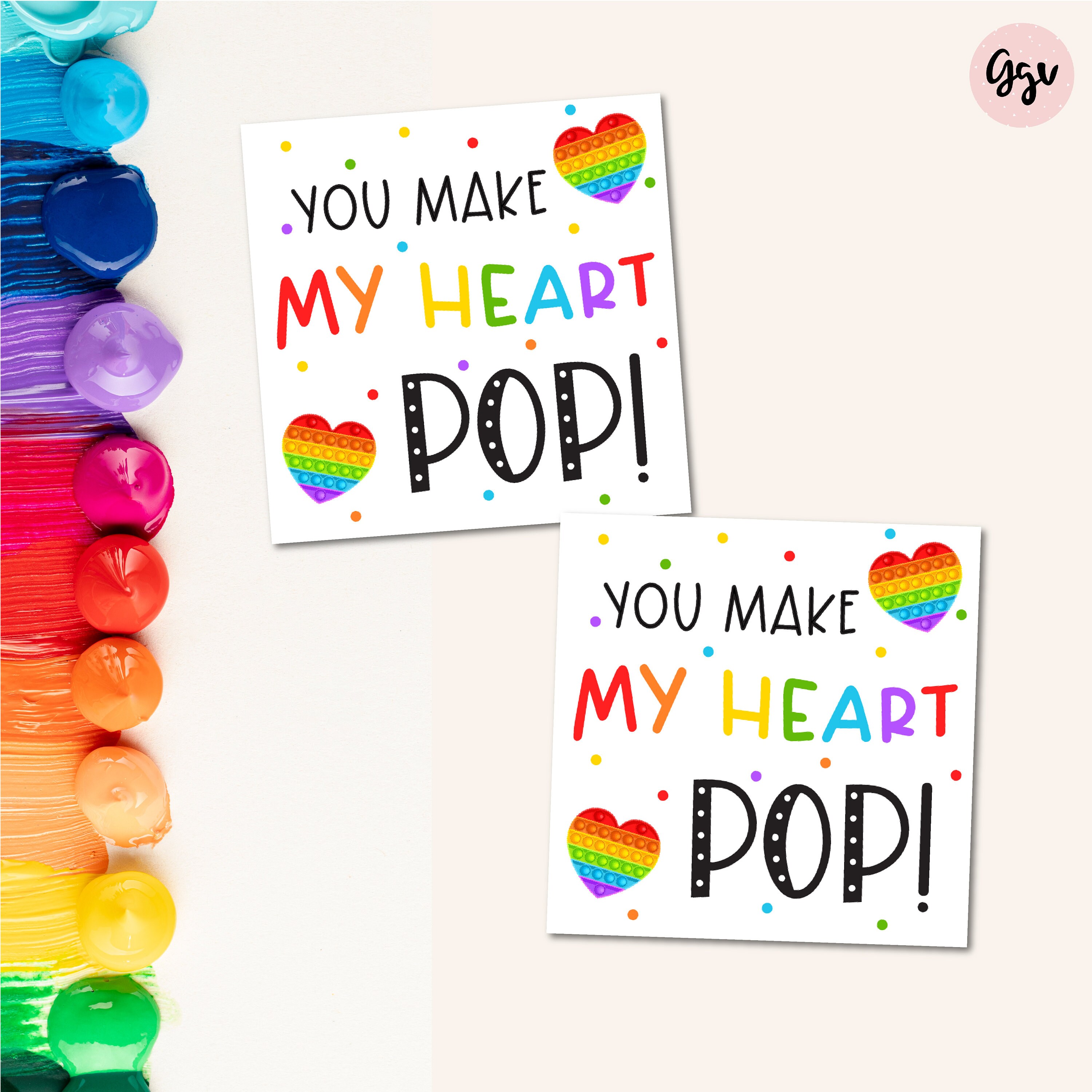 POP IT Valentine's Day Tag Pop It Printable Favor Tag - Etsy