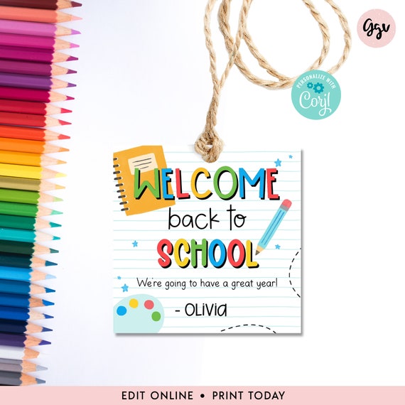Welcome Back to School Editable Gift Tag 1st Day of School - Etsy