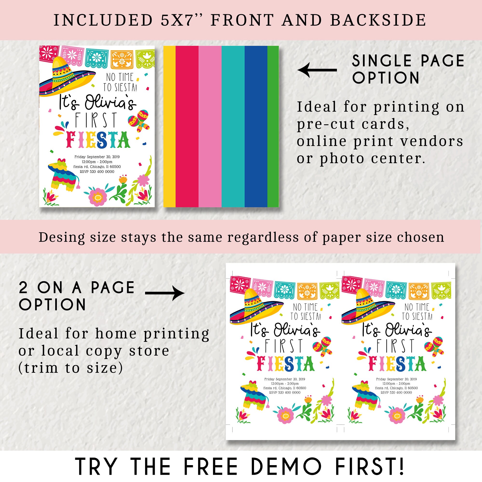 Fiesta Invitation First Fiesta Invite Editable Invitation | Etsy