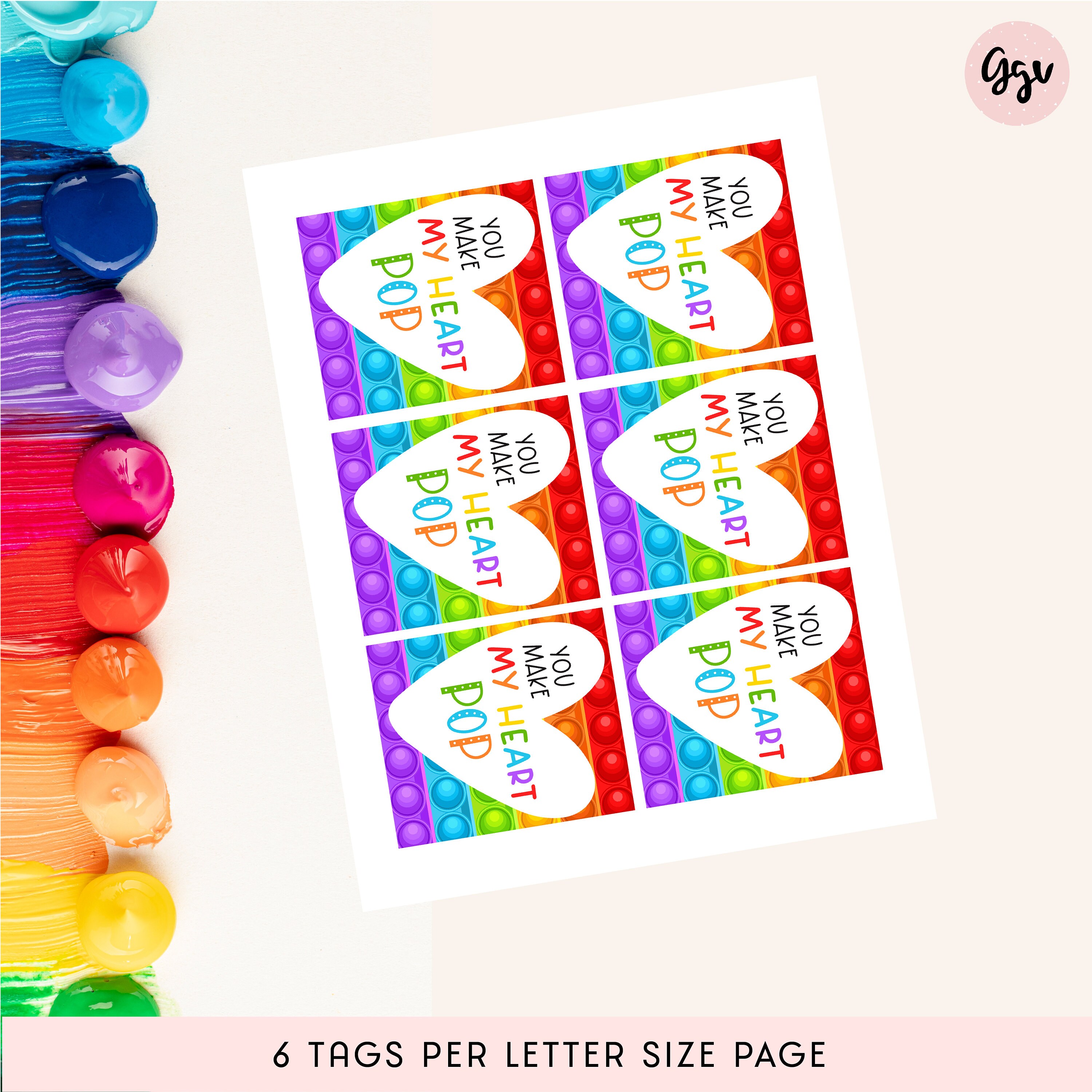 POP IT VALENTINE'S Day Printable Tag Poppin' - Etsy