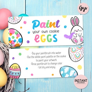 Paint Your Own Cookie EGGS Bag Topper, Printable Easter Cookie Bag ...