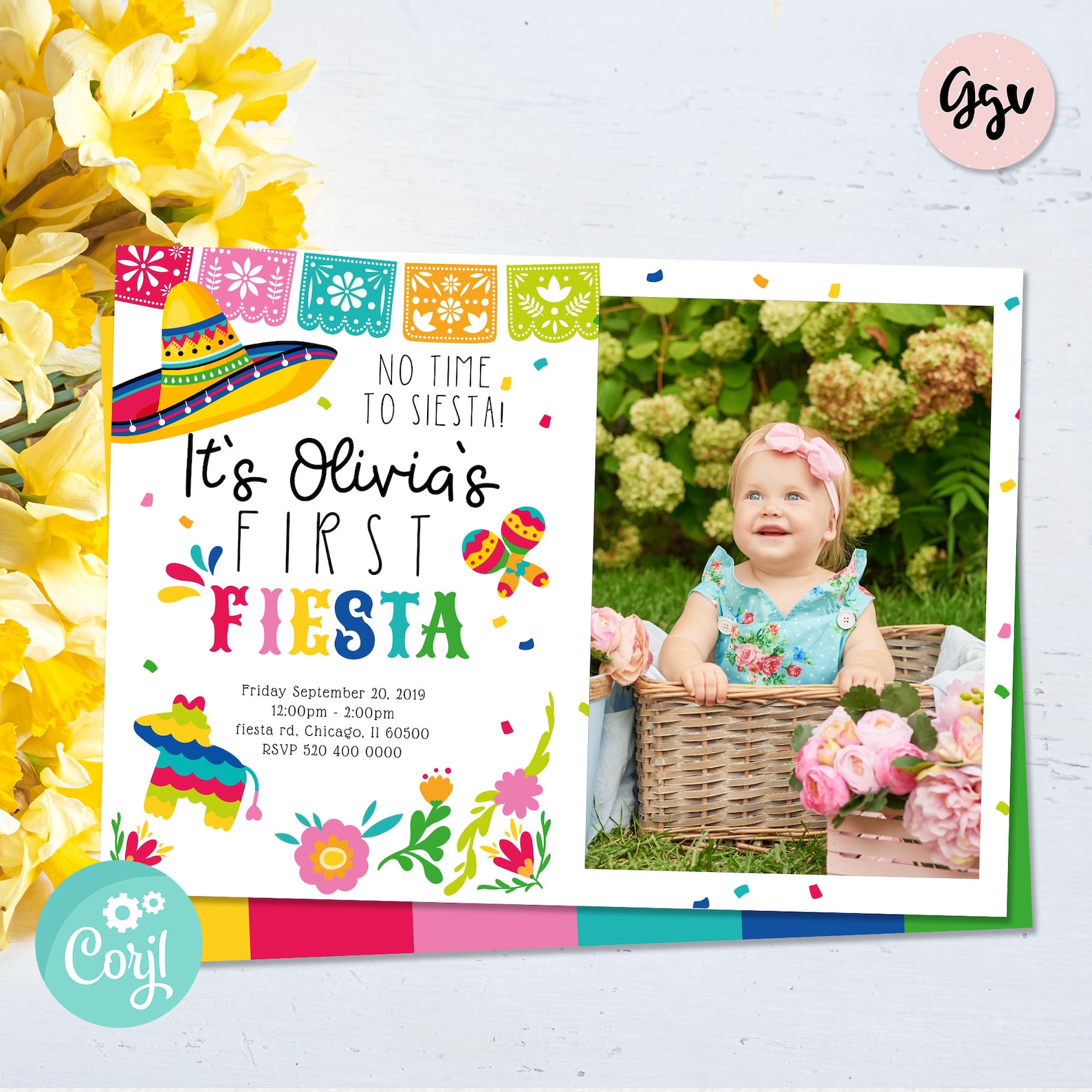 Editable First Fiesta Birthday Invitation With Photo (digital Download ...