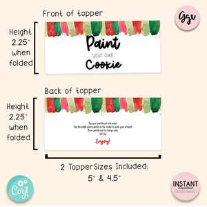 Paint You Own Christmas Cookies Bag Topper, Editable Christmas Cookie ...