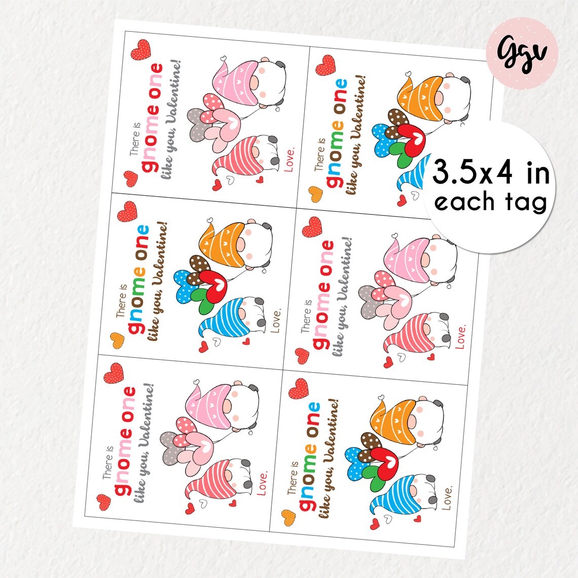 Gnome One Like You Printable Tag Valentine's Day Gift - Etsy