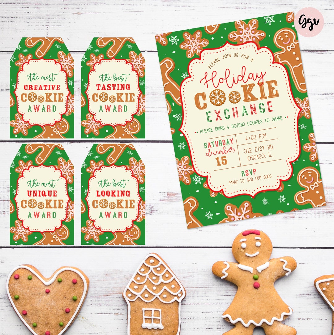 Printable CHRISTMAS COOKIE EXCHANGE Invitation, Cookie Swap Invite ...