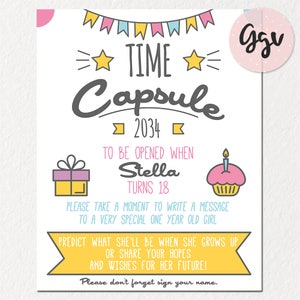 PERSONALIZED TIME CAPSULE, Time Capsule Poster, Birthday Time Capsule ...