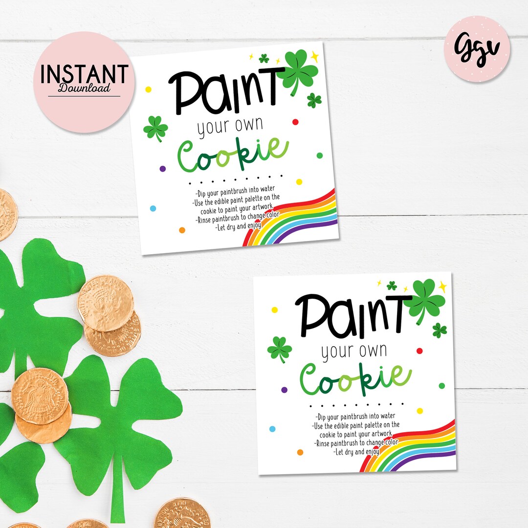 St Patrick's Paint Your Own Cookie Tag: Printable PYO Instructions ...