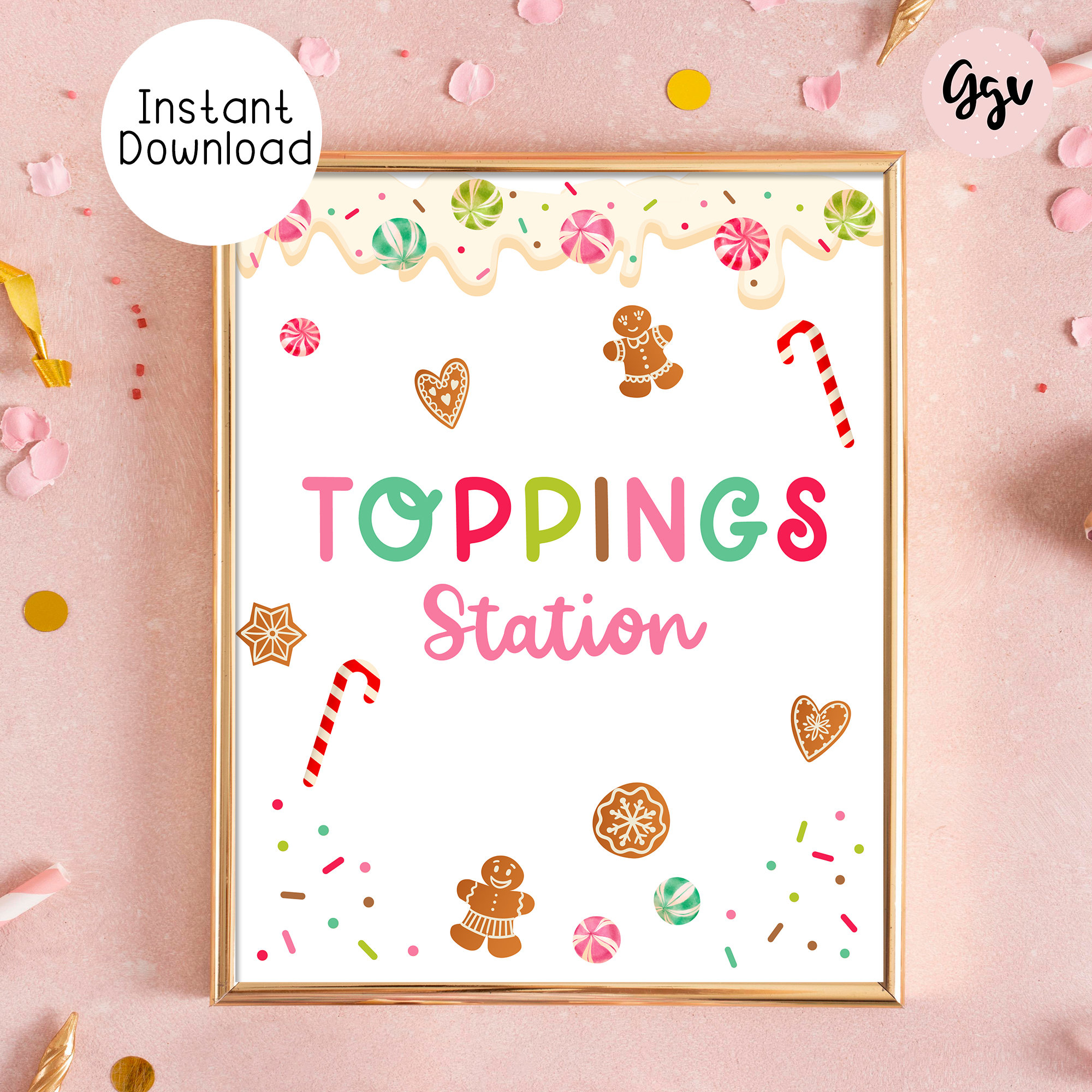 Gingerbread Party Decorating Toppings Sign Cookie Decorating - Etsy