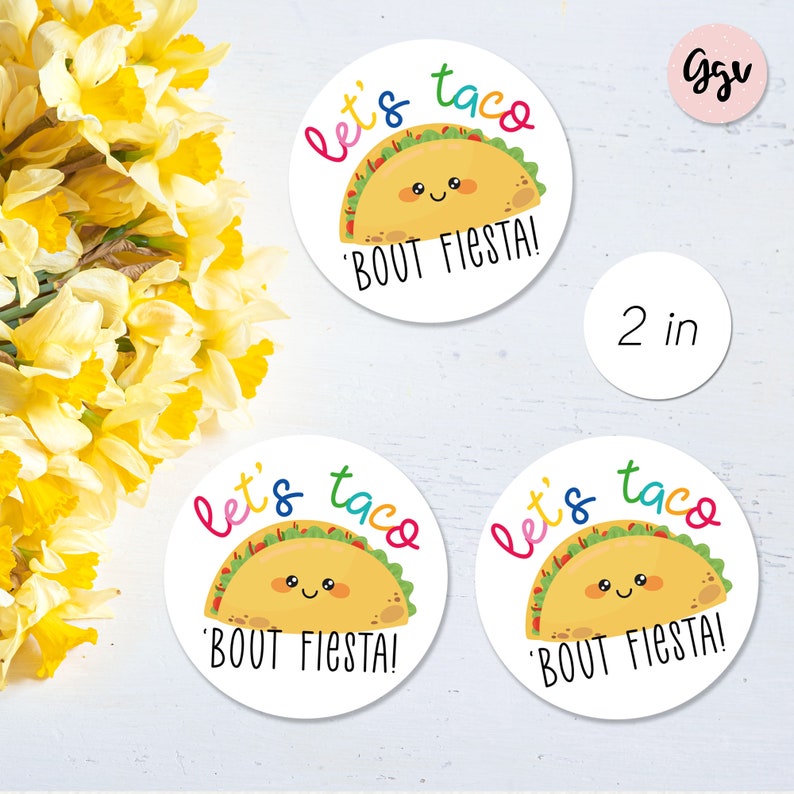 Taco Fiesta Favor Tags: Printable Party Stickers (digital Download ...