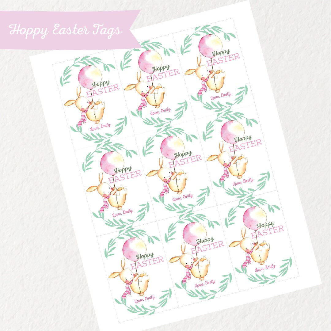 Hoppy Easter Bunny Tags Personalized Easter Tags Printable | Etsy