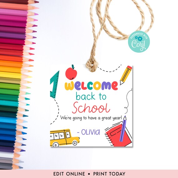 Welcome Back to School Editable Gift Tag First Day of School - Etsy