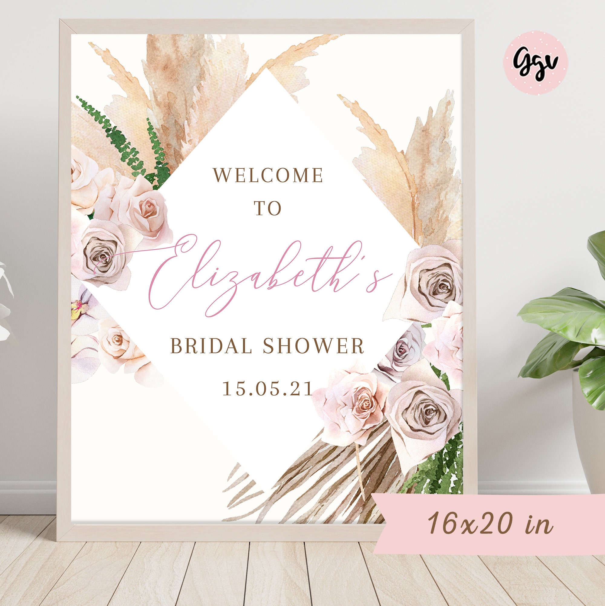 Pampas Grass Welcome Sign Boho Welcome Sign Editable - Etsy