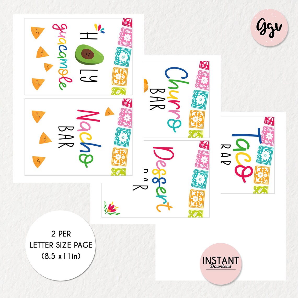 Mexican Fiesta Food Bar Signs Printable Taco Bar Sign Churro - Etsy