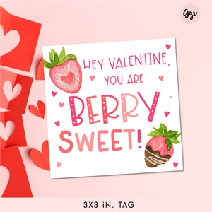 Berry Sweet Valentine's Day Tag: Strawberry Favor (digital Download) - Etsy