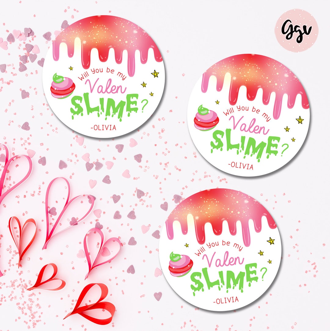 Valentine's Day Slime Tags, Valen-slime Day Stickers, Classroom ...