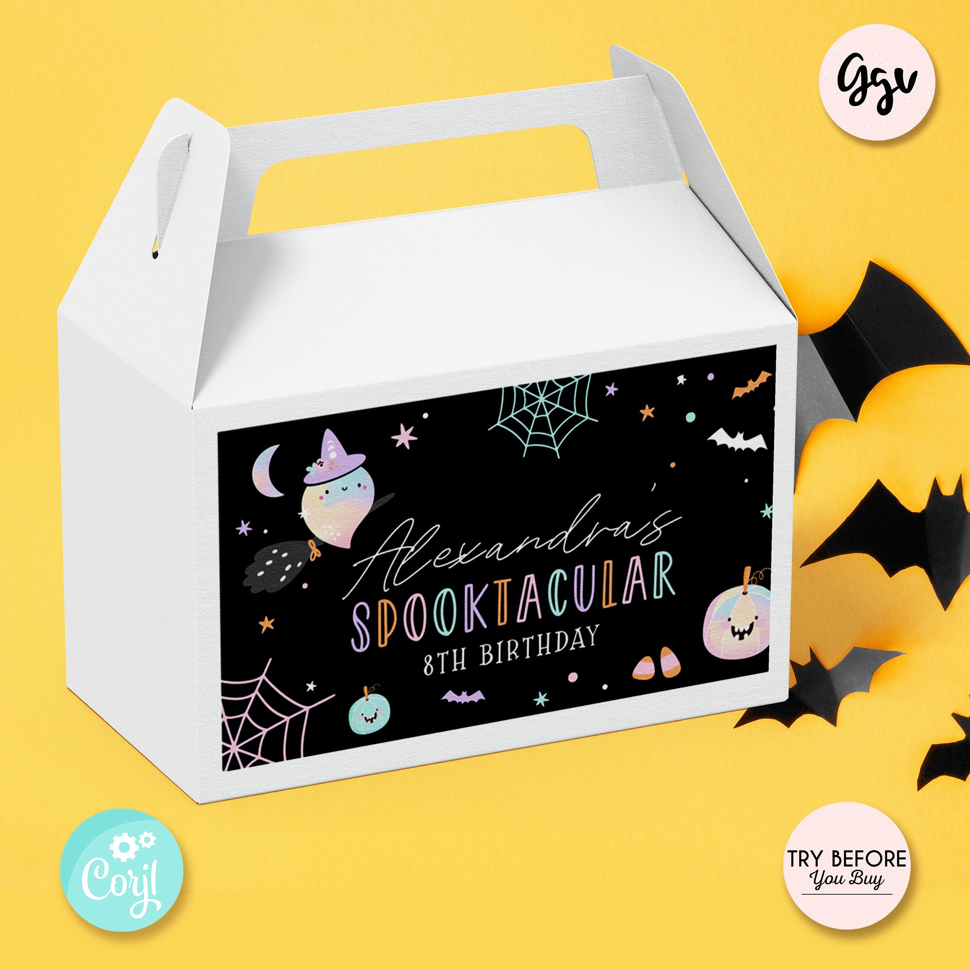 Editable Halloween Gable box label Pastel Halloween Printable | Etsy