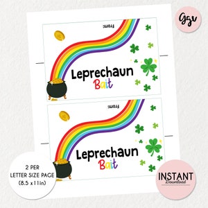 Leprechaun Bait Printable Bag Topper, St Patricks Treat Topper, Instant ...