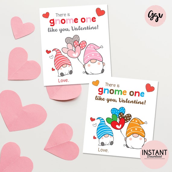 Gnome One Like You Printable Tag Valentine's Day Gift | Etsy
